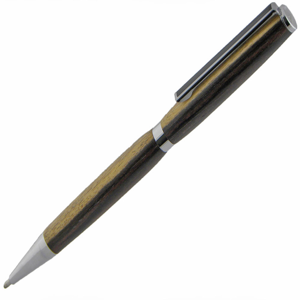 Twist 7mm Ballpoint Pen - Chrome - Black Line Clip W/ Flat Center Ring ...