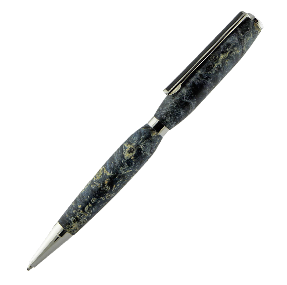 Twist 7mm Ballpoint Pen - Platinum - Black Line Clip W/ Flat Center ...