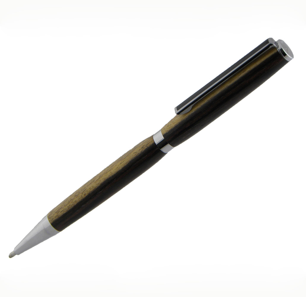 Twist 7mm Ballpoint Pen - Chrome - Black Line Clip W/ Flat Center Ring ...