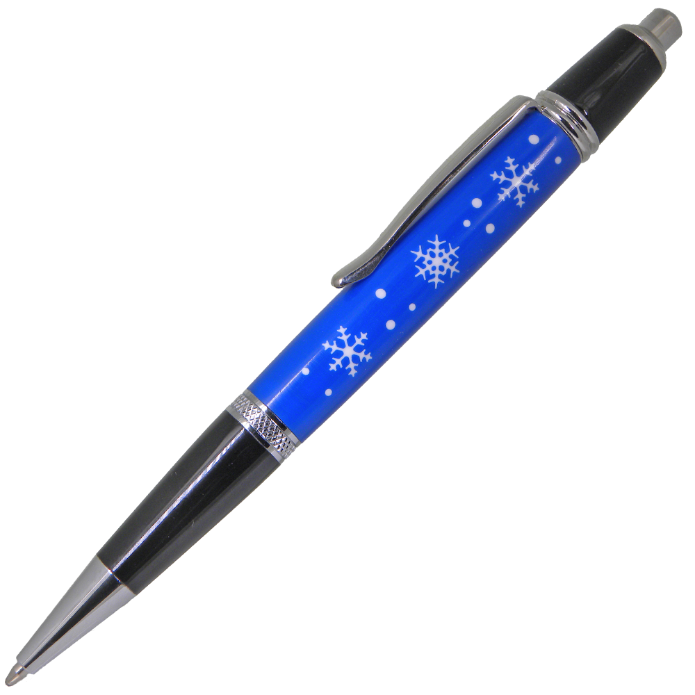 Snowflake Pen Blank Blue - Pen Kit Making Supplies Berea HardWoods